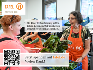 Tafel Deutschland e.V.: Lebensmittel retten, Menschen helfen – Spendenaufrufe an Geldautomaten